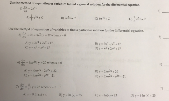 Solved Use the method of separation of variables to find a | Chegg.com
