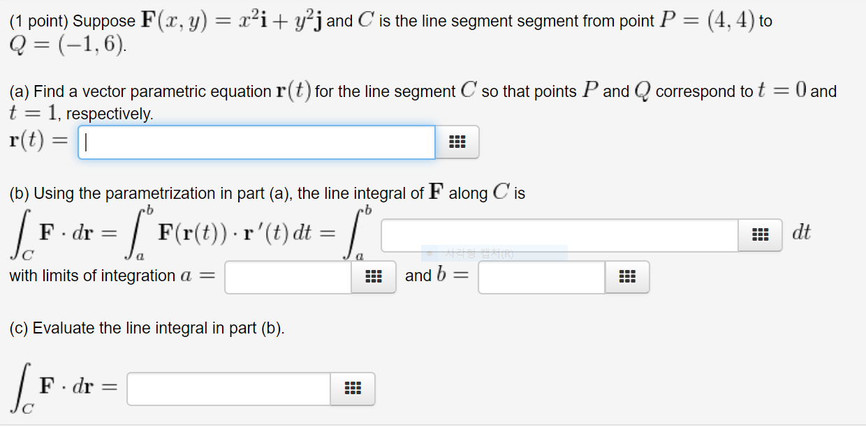 Solved (1 point) Suppose F(x, y) = x2i+ y'jand C is the line | Chegg.com