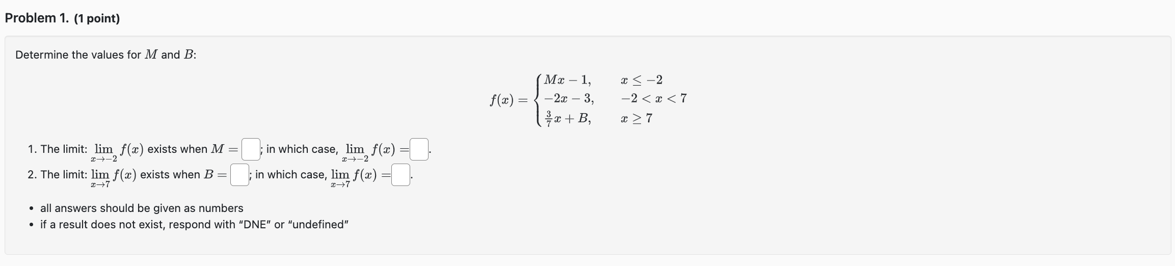 Solved Determine the values for M and B : | Chegg.com
