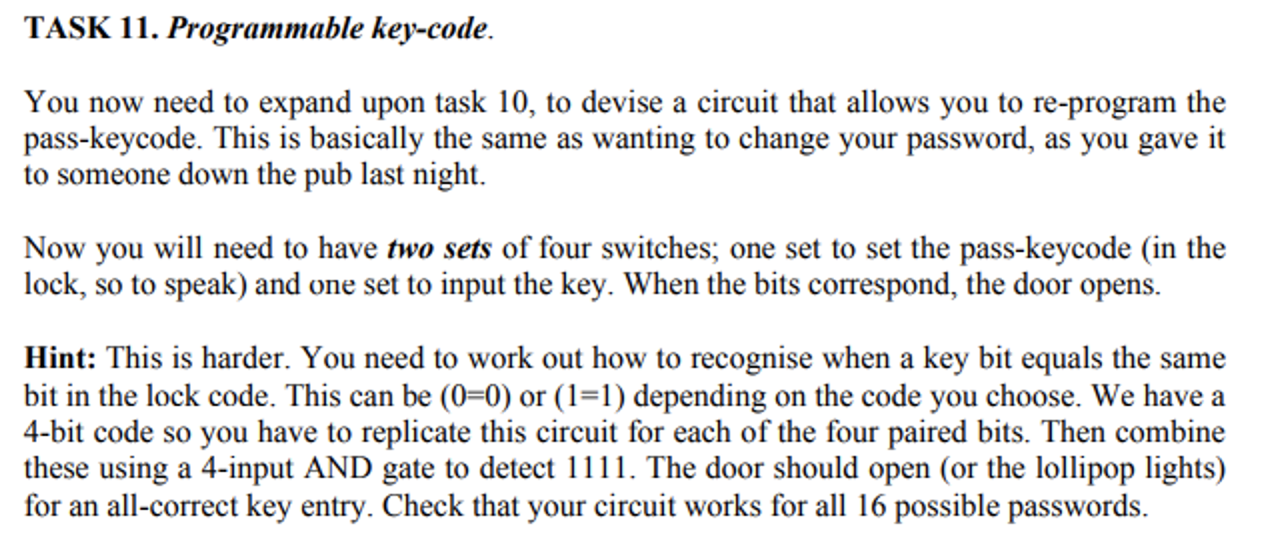 TASK 10: Security application – key-codes. Four logic | Chegg.com