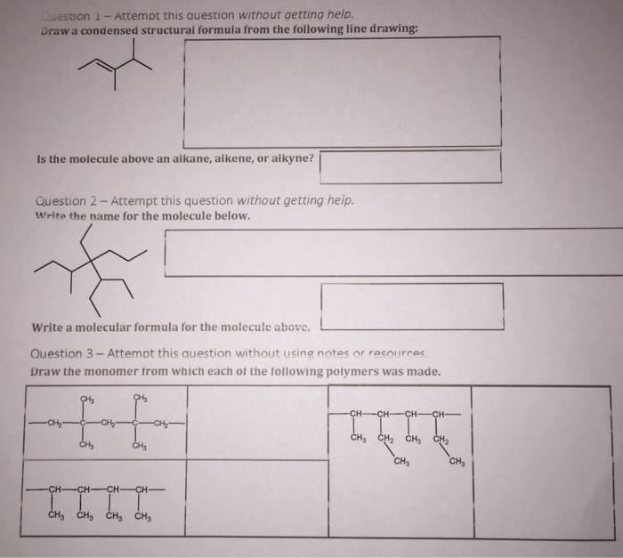Solved Draw a condensed structural formula from the | Chegg.com
