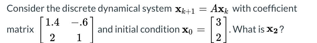 Solved Consider the discrete dynamical system Xk+1 = Axk | Chegg.com