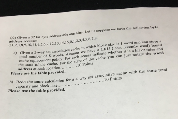 Solved Given A 32 Bit Byte Addressable Machine Let Us 