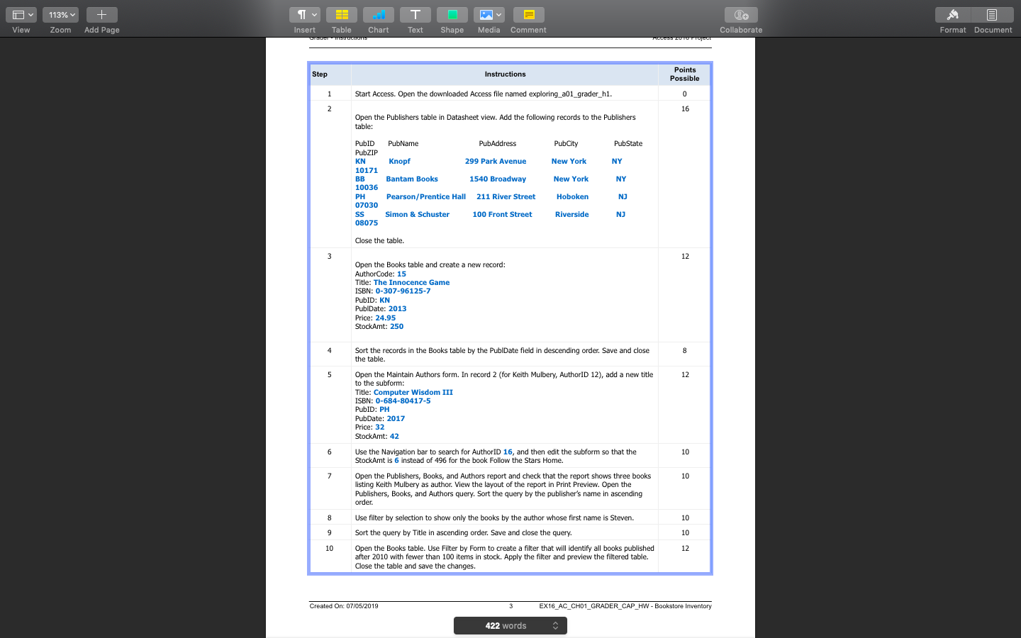 o View 113% Zoom + Add Page 1 Insert T Text Table | Chegg.com