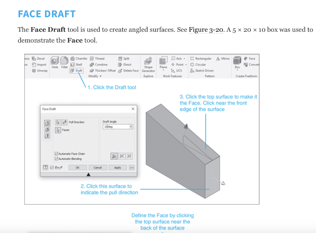 Solved FACE DRAFT The Face Draft tool is used to create | Chegg.com