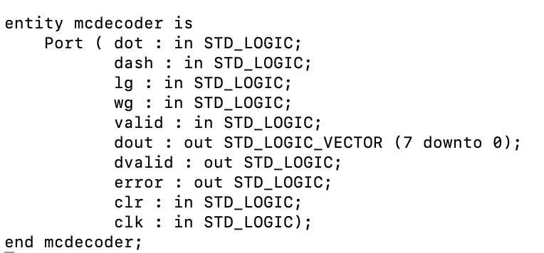 Mores decoder in VHDL with 7 inputs and 3 | Chegg.com