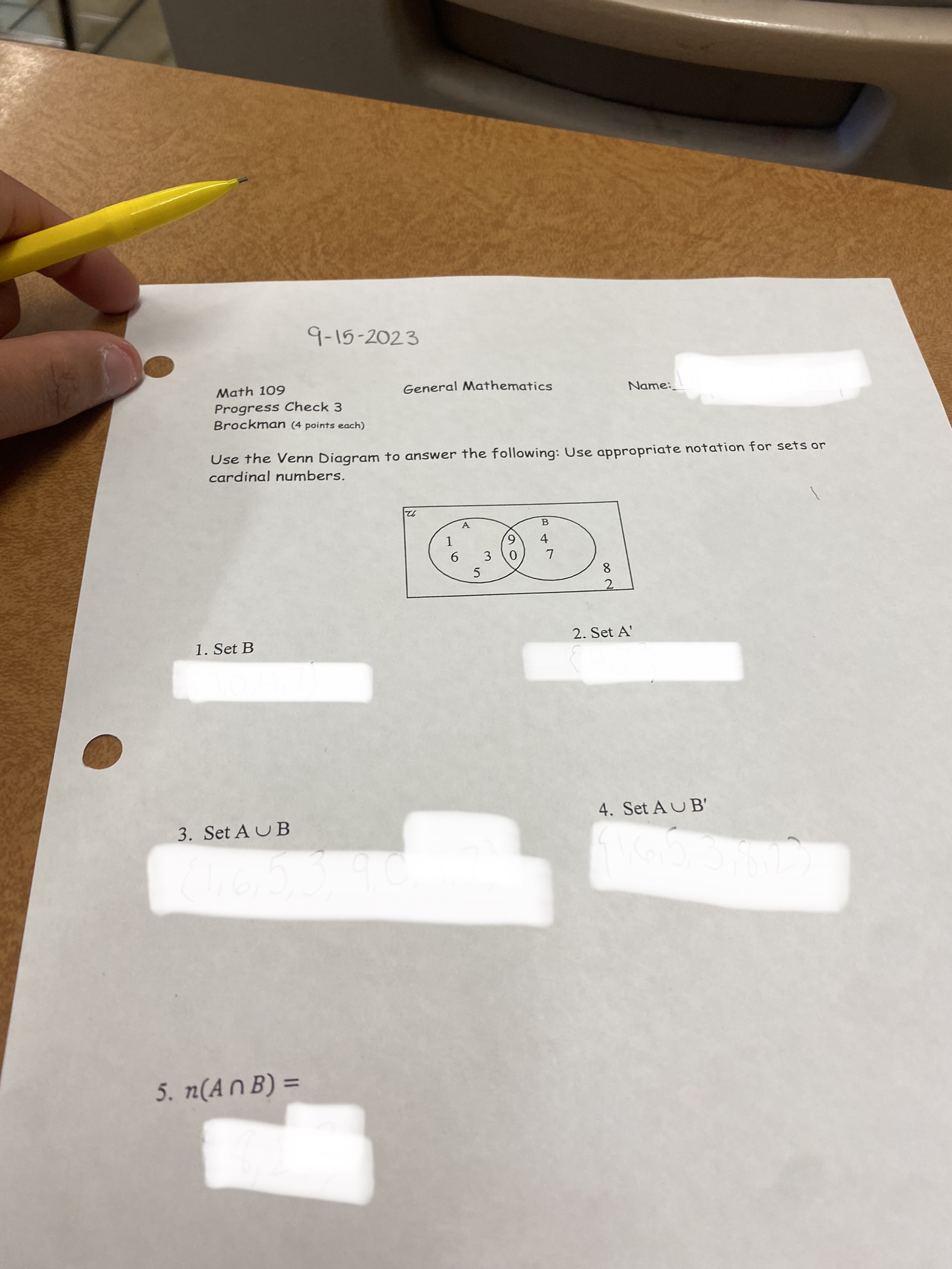Solved Math 109 General Mathematics Name: Progress Check 3 | Chegg.com