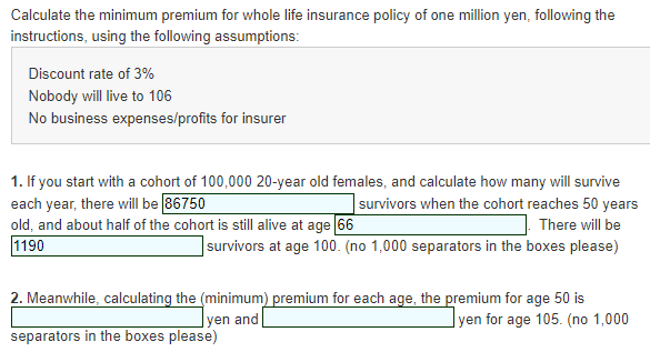Calculate the minimum premium for whole life | Chegg.com