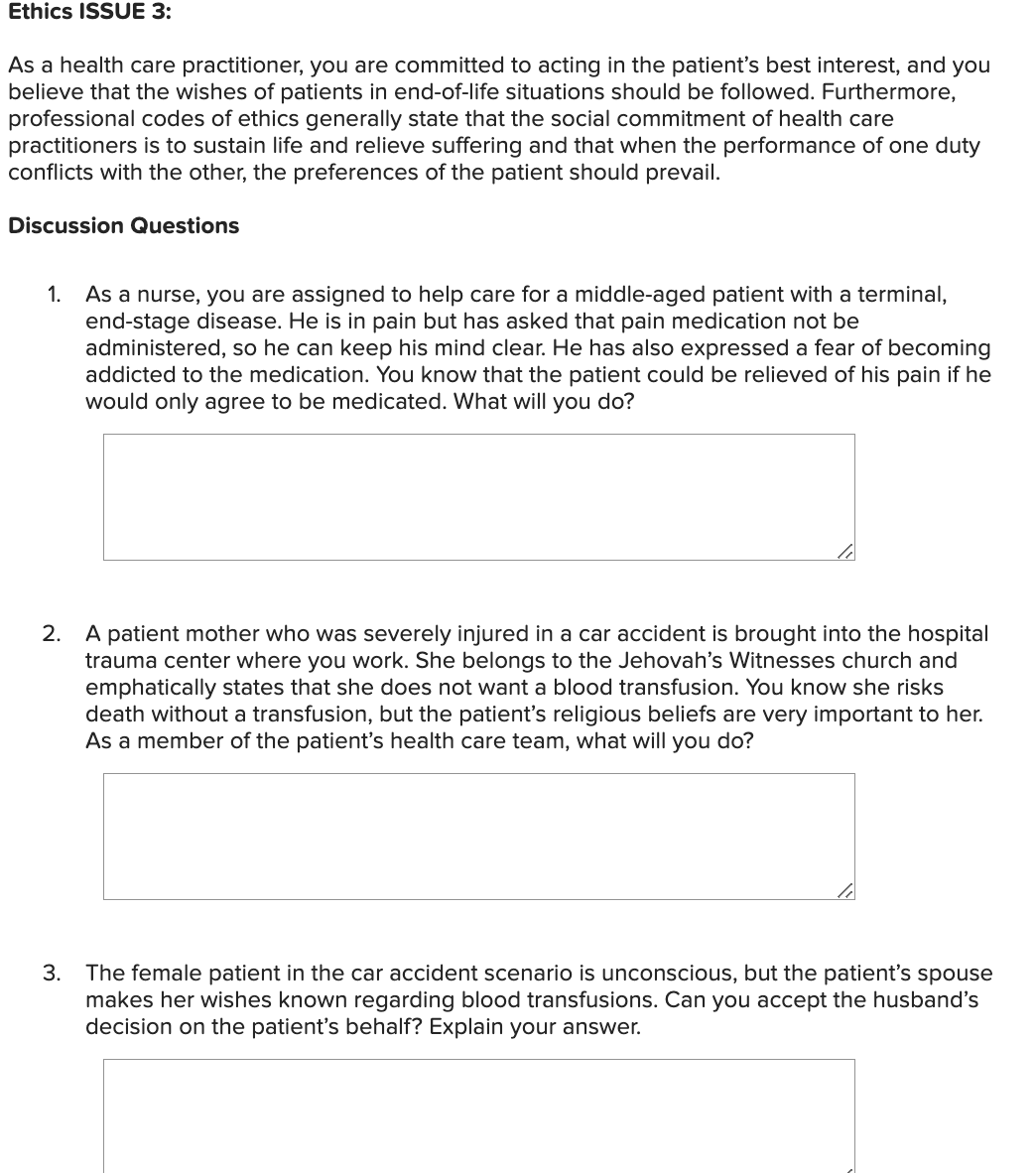 Solved Ethics ISSUE 3: As a health care practitioner, you | Chegg.com