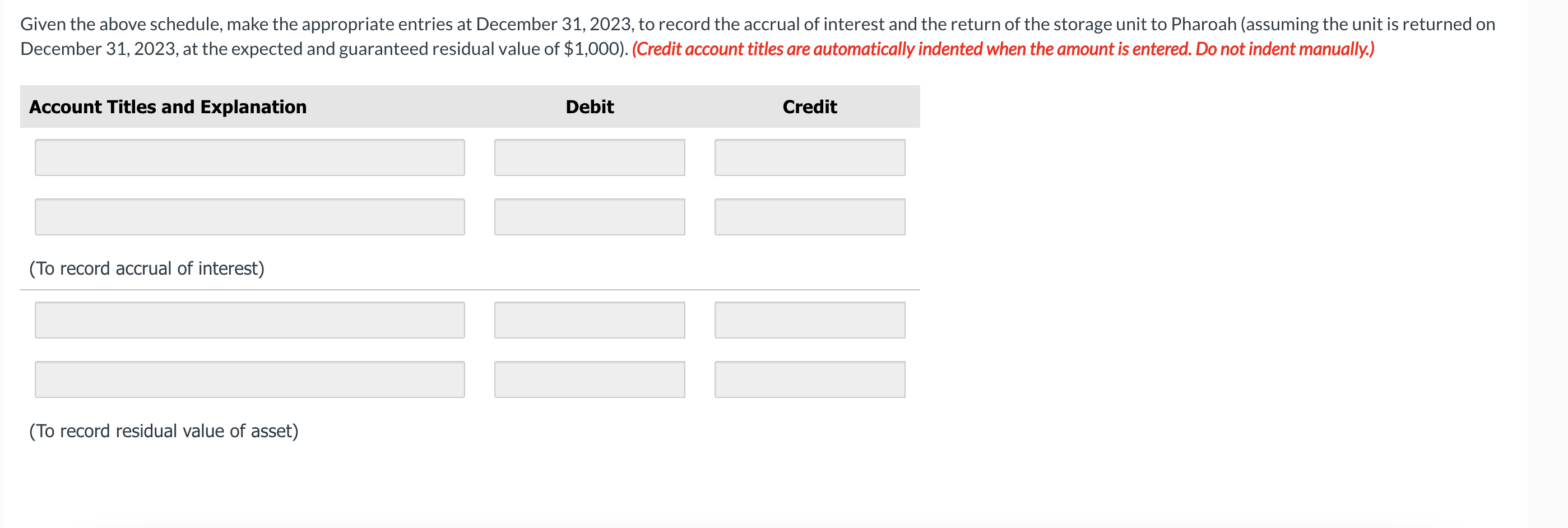 Solved Pharoah Company specializes in leasing large storage | Chegg.com