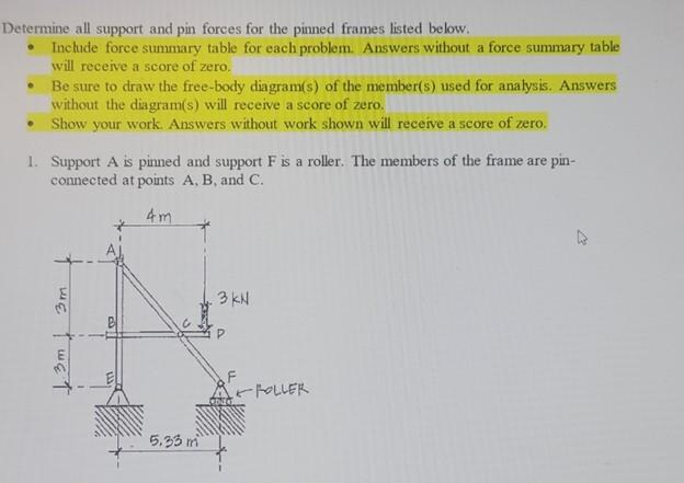 Solved Determine all support and pin forces for the pinned | Chegg.com