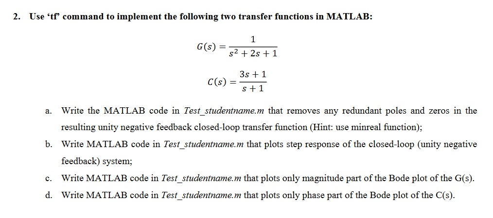 Solved 2. Use 'tf command to implement the following two | Chegg.com