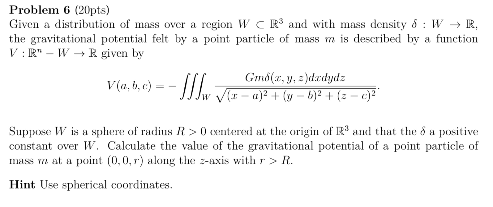Solved Problem 6 (20pts) Given a distribution of mass over a | Chegg.com