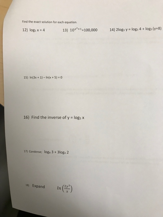 Solved Find the exact solution for each equation. 13) | Chegg.com