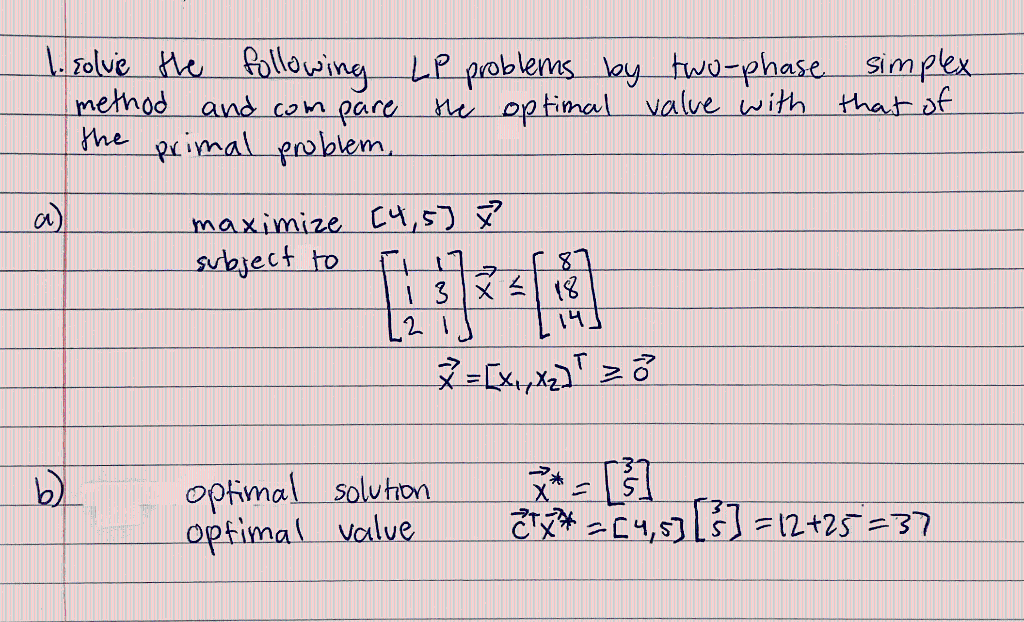 Solved 1. solve the following LP problems by two-phase | Chegg.com