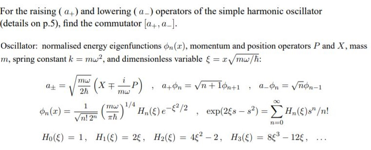 Solved For the raising ( a +) and lowering (a-) operators of | Chegg.com
