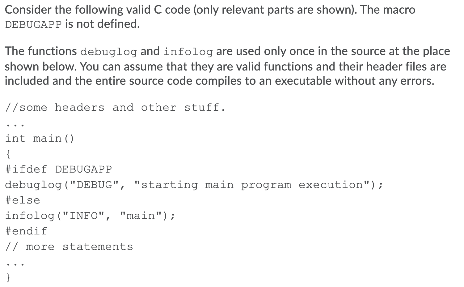 Solved Consider The Following Valid C Code Only Relevant 
