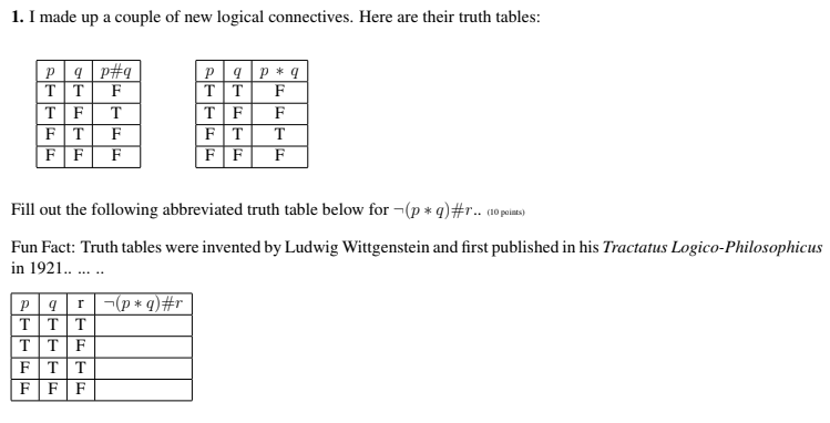 1. I made up a couple of new logical connectives. | Chegg.com