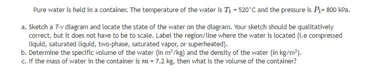 Solved Pure water is held in a container. The temperature of | Chegg.com