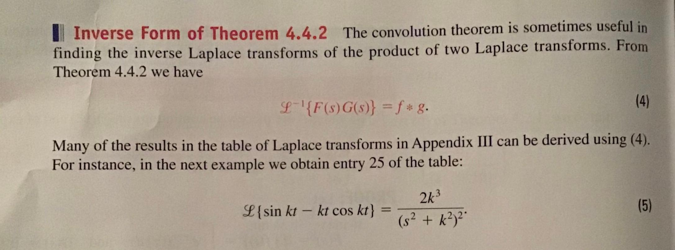 Solved Inverse Form Of Theorem 4 4 2 The Convolution Theorem
