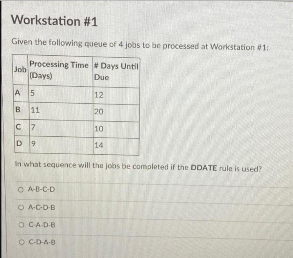 Solved Workstation #1 Given the following queue of 4 jobs to | Chegg.com