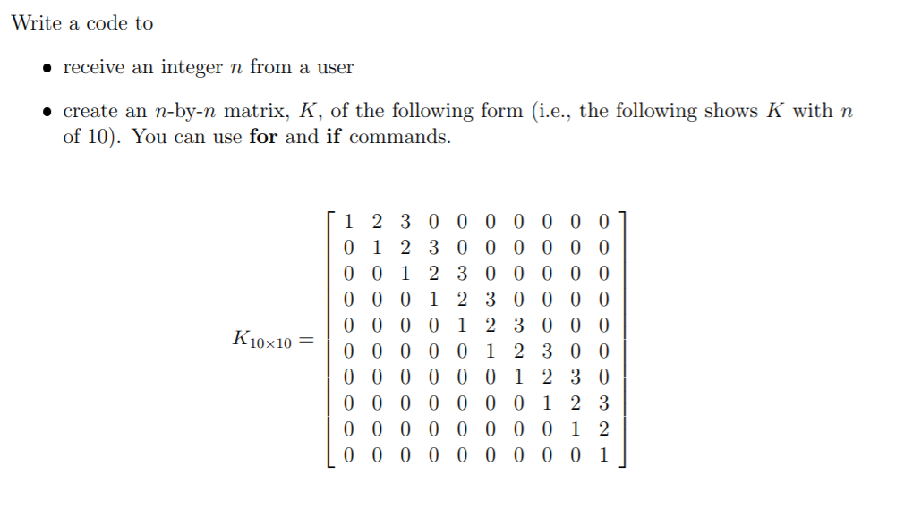 Write a code to • receive an integer n from a user • | Chegg.com