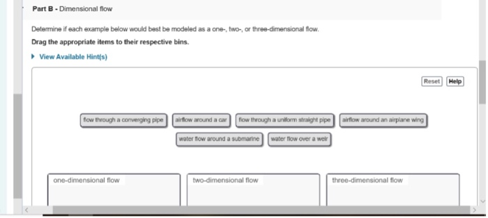 Solved Part B Dimensional flow Determine if each example | Chegg.com