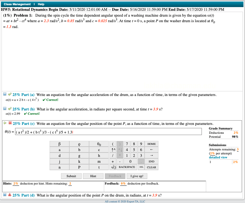 Solved: Class Management | Help HW5: Rotational Dynamics B... | Chegg.com