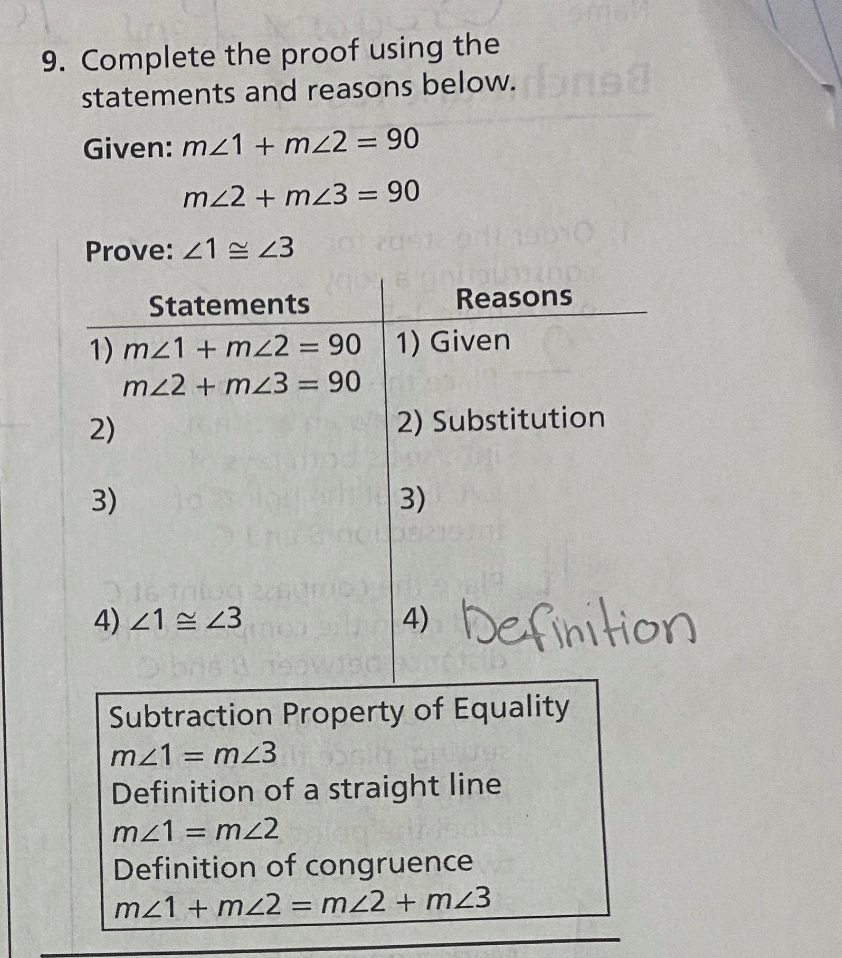 Solved 9 Complete The Proof Using The Statements And