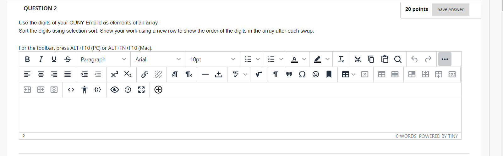 Solved use any 8 digit cuny emplid | Chegg.com