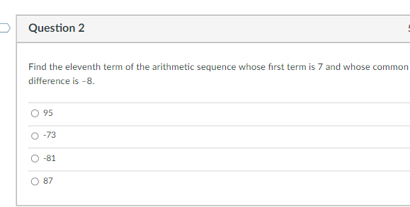 Solved Find the eleventh term of the arithmetic sequence | Chegg.com