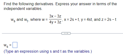 Solved Find the following derivatives. Express your answer | Chegg.com