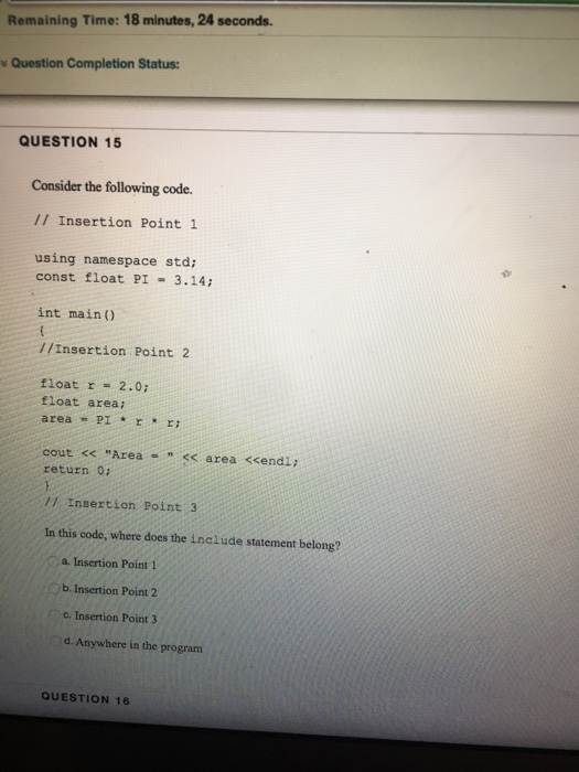 Solved Consider The Following Code Insertion Point 1