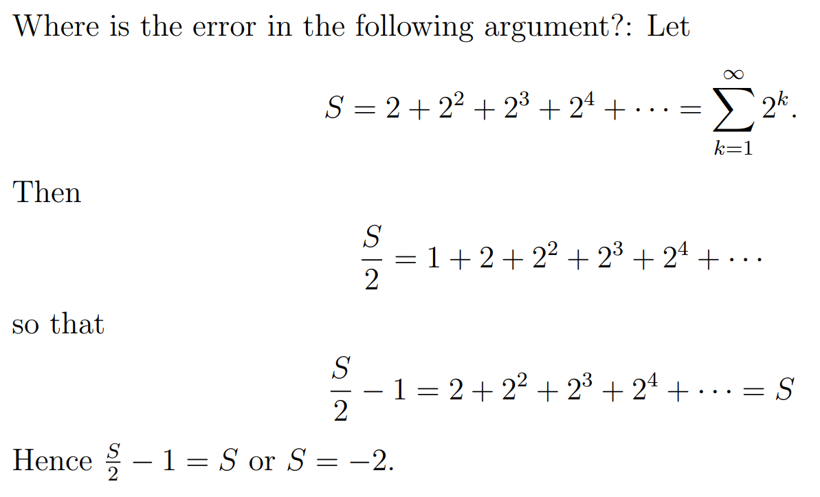 Solved Where is the error in the following argument?: Let | Chegg.com