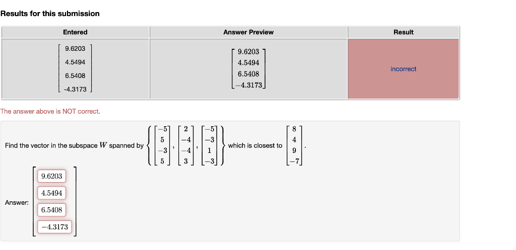 Solved Results for this submission Entered Answer Preview | Chegg.com