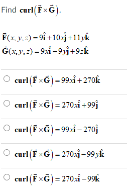 Solved Find curl(F×G). | Chegg.com