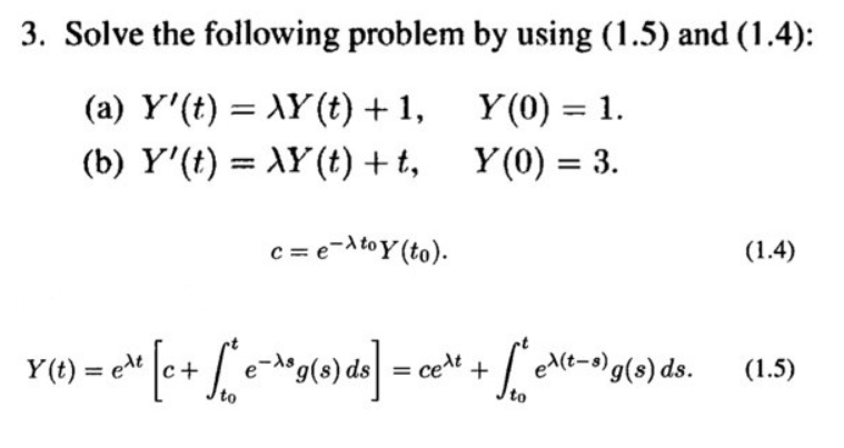 Solved 3. Solve the following problem by using (1.5) and | Chegg.com