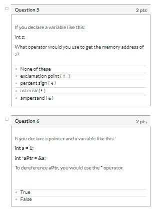 Solved Question 1 Assumingptr is a pointer variable, what | Chegg.com