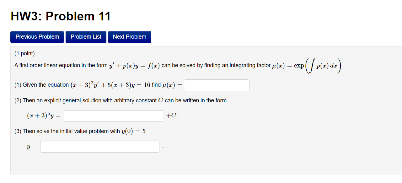 Solved HW3: Problem 11 Previous Problem Problem List Next | Chegg.com