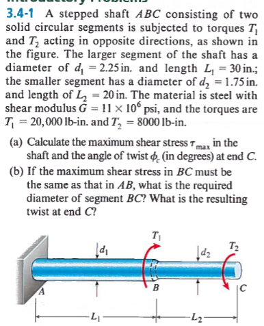 Solved 3.4-1 A stepped shaft ABC consisting of two solid | Chegg.com