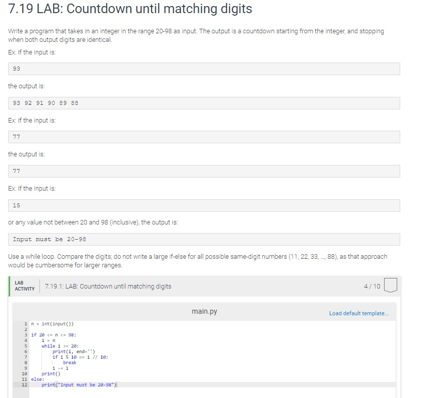 Solved 719 Lab Countdown Until Matching Digits Write A 2250