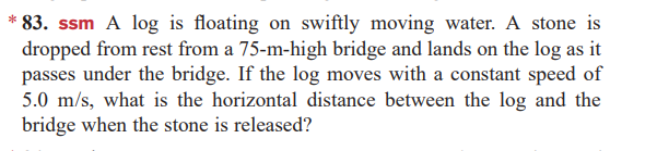 Solved * 83. ssm A log is floating on swiftly moving water. | Chegg.com