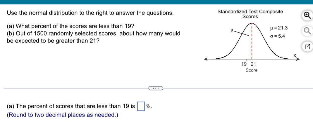 Solved Use the normal distribution to the right to answer | Chegg.com
