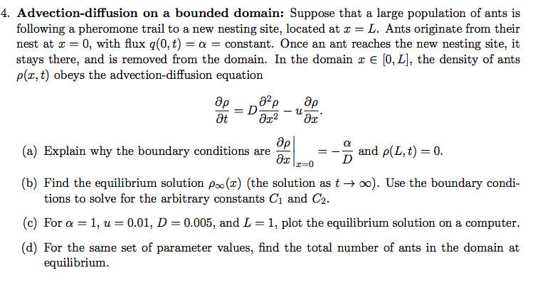 Solved 4. Advection-diffusion on a bounded domain: Suppose | Chegg.com