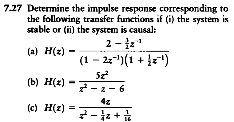 Solved 7.27 Determine the impulse response corresponding to | Chegg.com
