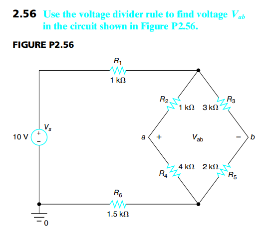 Solved Use voltage divider rule to find voltage Vab in the | Chegg.com