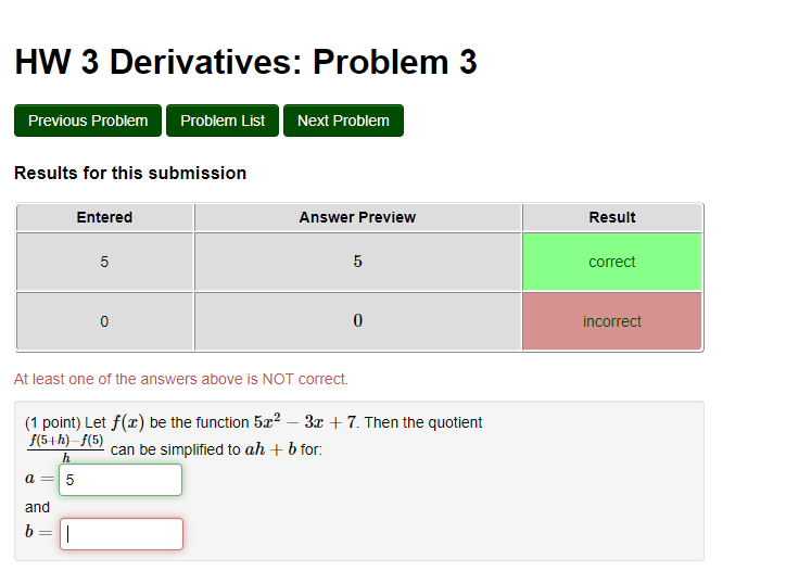 Solved Let F X Be The Function 5x2−3x 7 Then The