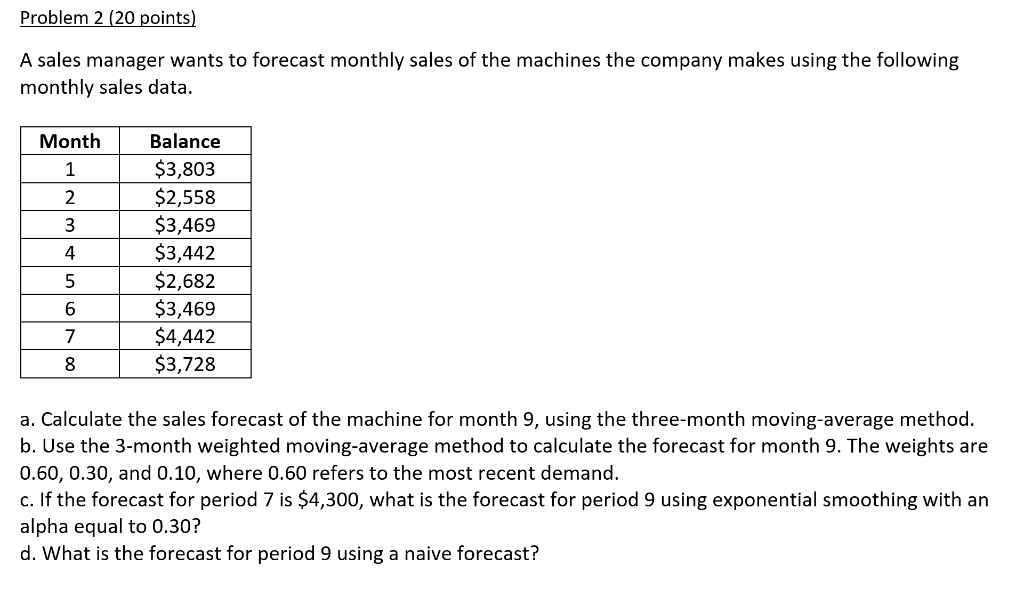 Solved Problem 2 20 Points A Sales Manager Wants To Chegg solved-problem-2-20-points-a-sales-manager-wants-to-chegg
