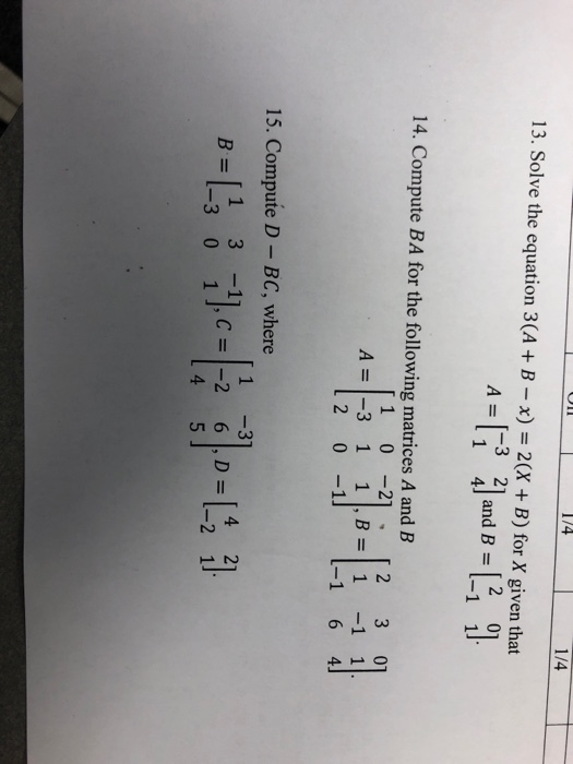 Solved 1/4 13. Solve the equation 3(A + B -x) 2(X +B) for X | Chegg.com