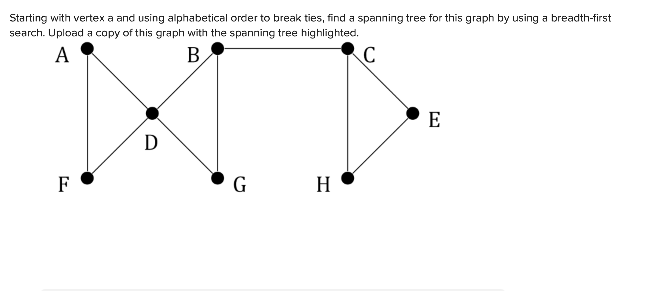 Solved Starting with vertex a and using alphabetical order | Chegg.com